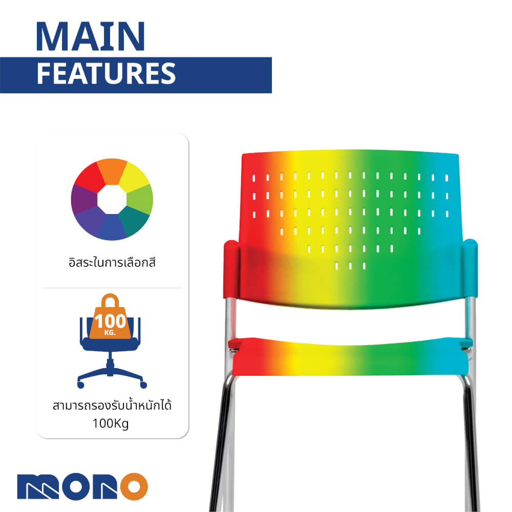 เก้าอี้อเนกประสงค์ ขาเหล็กดัด MONO FURNITURE รุ่น GD01 สีเขียว